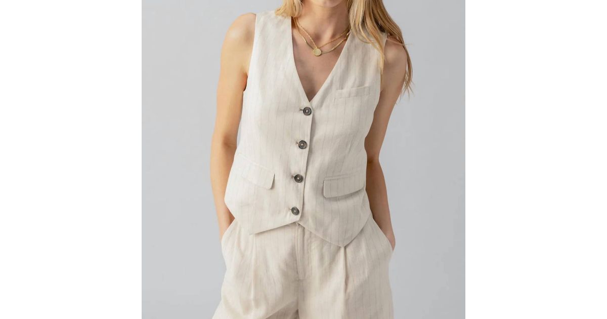 Sanctuary Timeless Linen Rayon Vest in Natural | Lyst