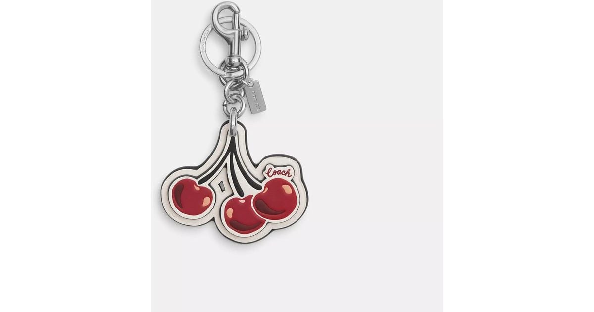 COACH Cherry Bag Charm in White | Lyst