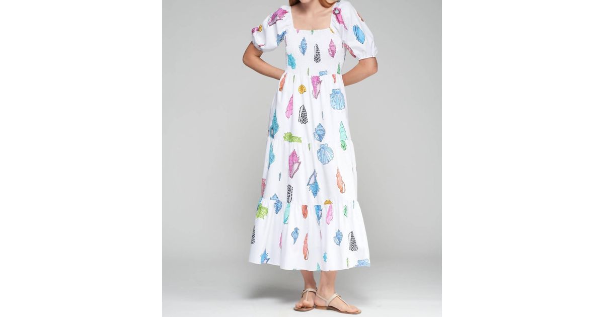 Vilagallo Dress Tora Print Motivos Marinos in White | Lyst