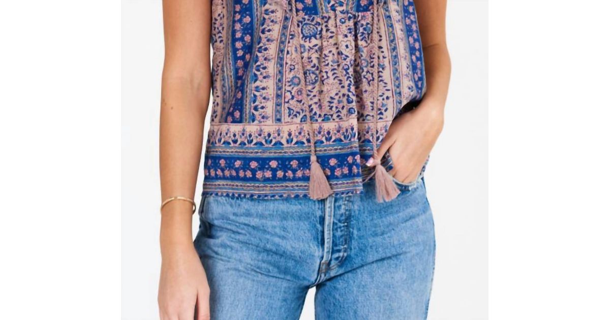 M.A.B.E Cass Print Top in Blue | Lyst