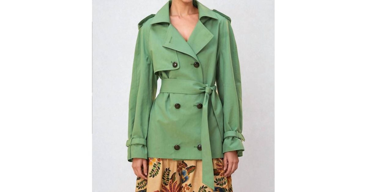 FARM Rio Trench Coat in Green | Lyst