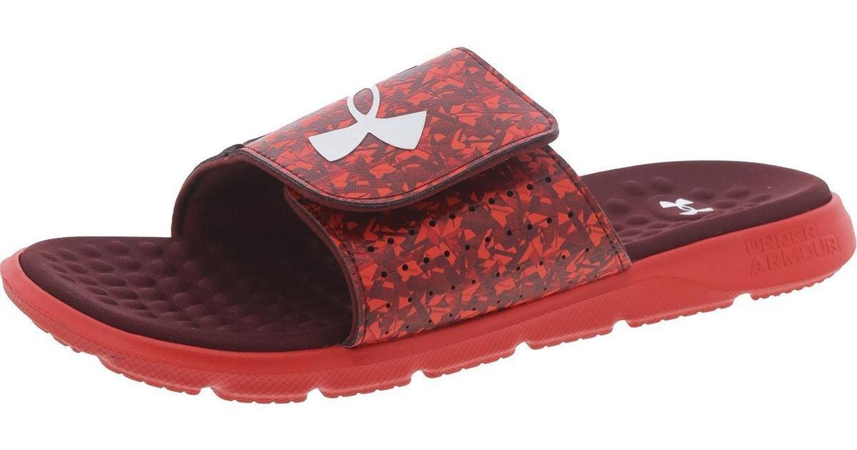 Under Armour Adjustable Memory Foam Slide Sandals in Red for Men | Lyst