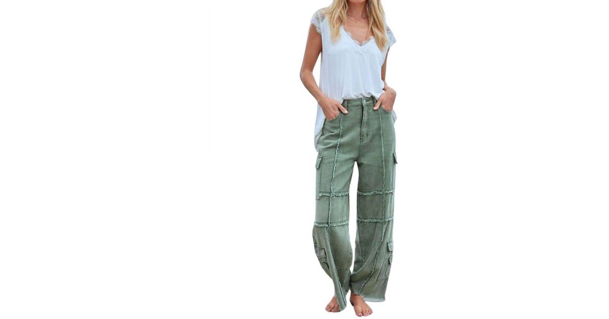 Pol Outseam Detailing Cargo Pants in Green | Lyst