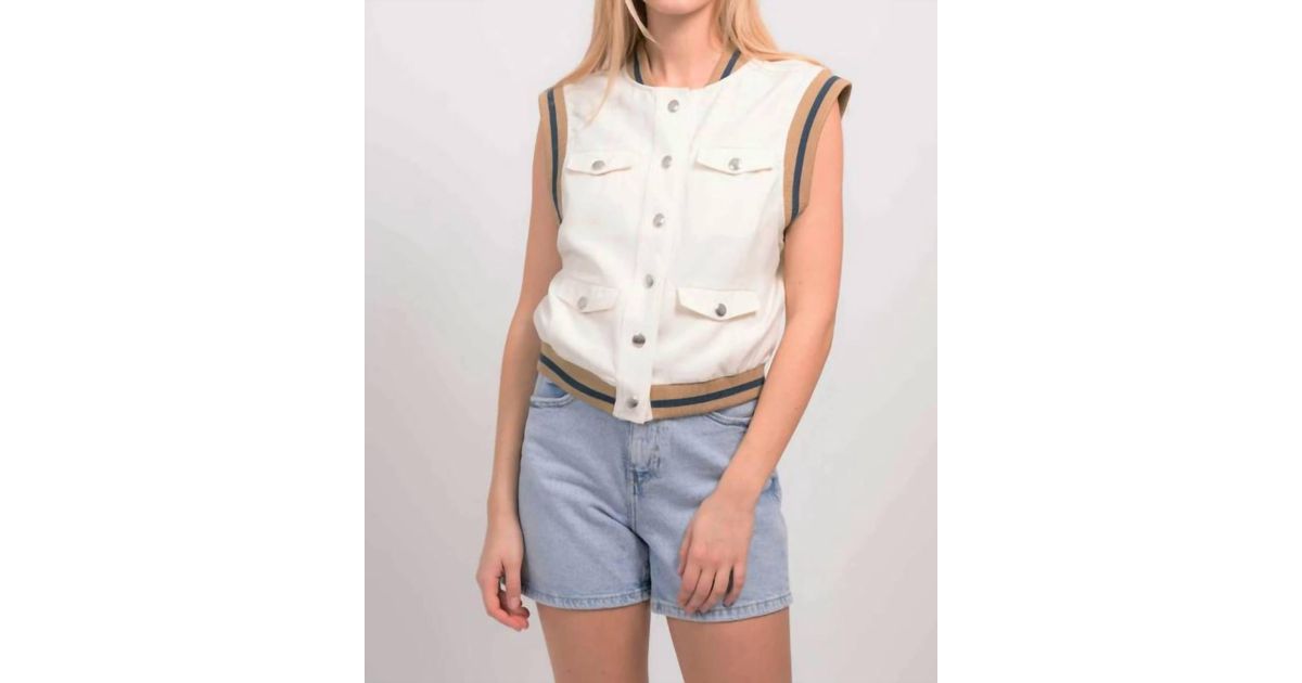 Central Park West Jac Bomber Vest in Blue | Lyst