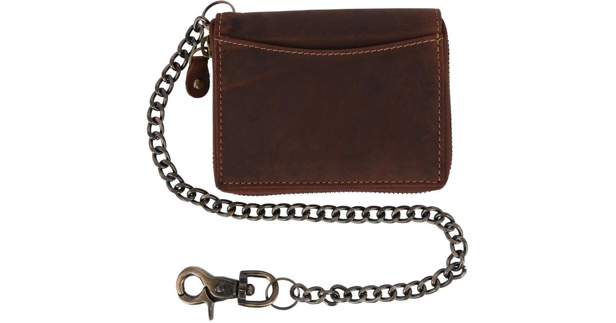 CTM Bifold Zip Around Chain Wallet With Interior Zip in Brown for Men | Lyst