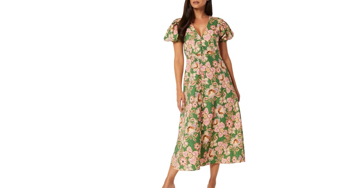 MISA Los Angles Betty Midi Dress in Green | Lyst