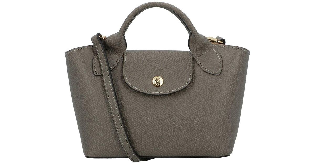 Longchamp Épure Leather Mini Satchel in Gray | Lyst