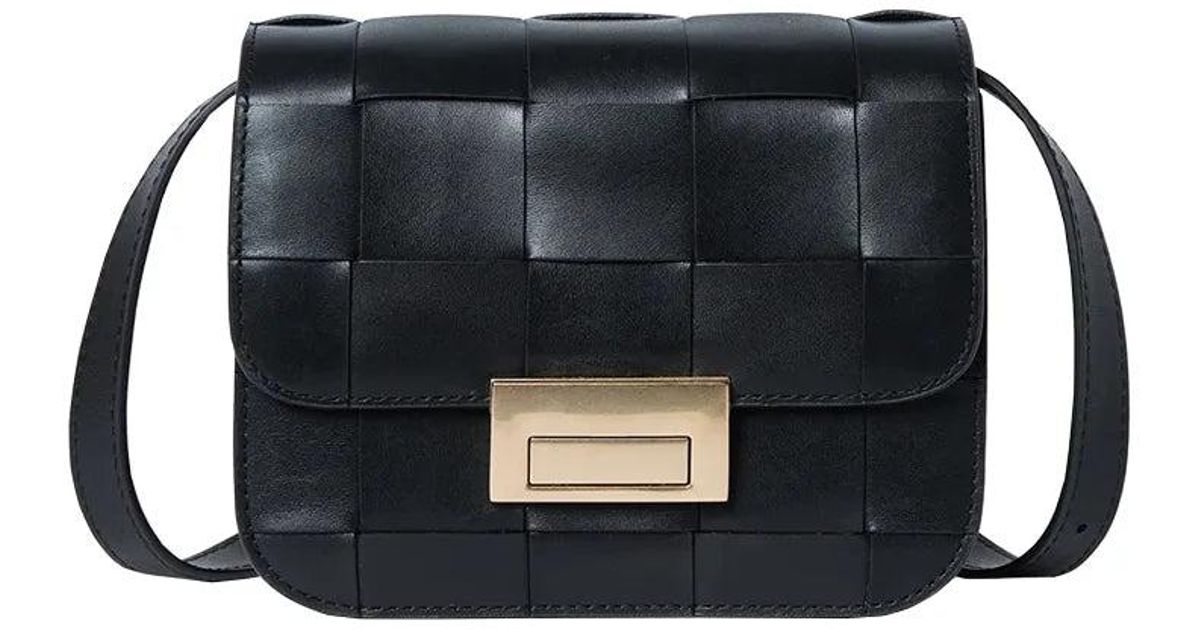 Loeffler Randall Desi Woven Leather Crossbody in Black | Lyst