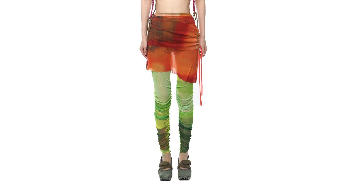 Paula Canovas Del Vas Orange Mesh Mini Skirt In Green Lyst