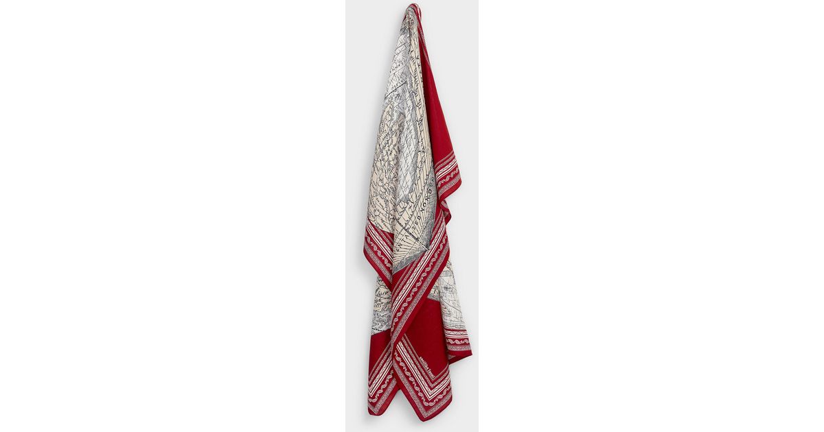 Inoui Edition Carte Du Monde Large Square Scarf in Red | Lyst