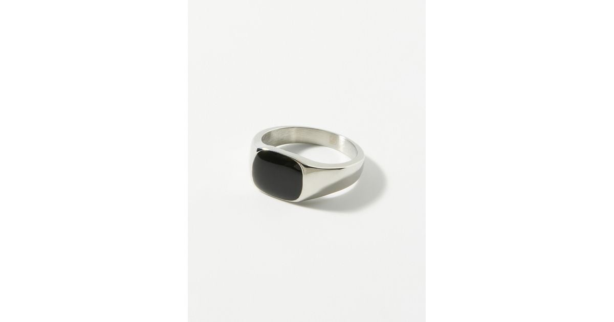 Five Jwlry Black Stone Signet Ring in White for Men | Lyst