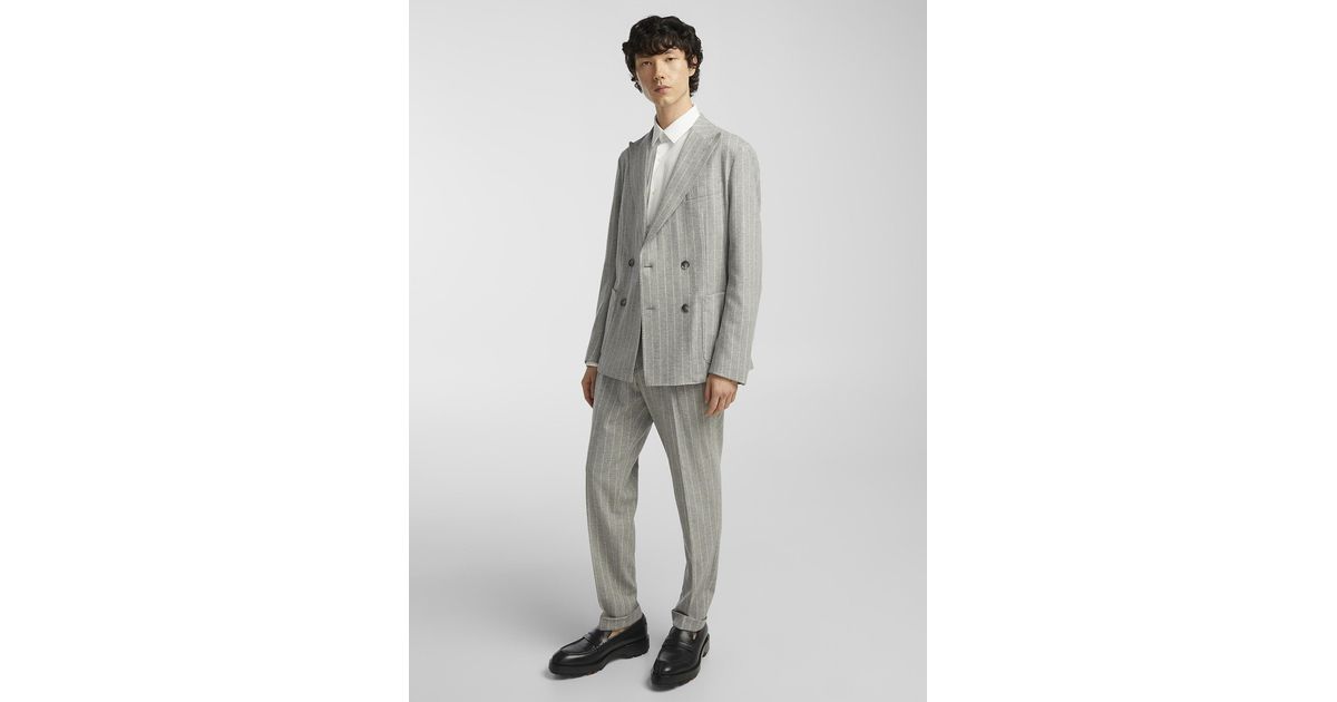 BOSS Banker Stripes Light Grey Suit in Gray for Men | Lyst