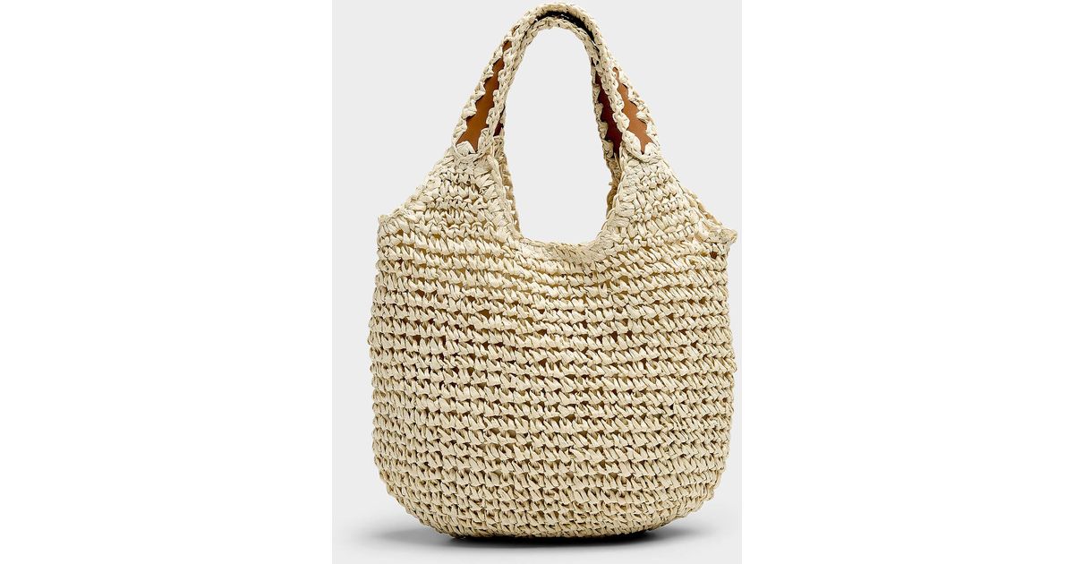 Ichi Small Crocheted Straw Bag in Natural | Lyst