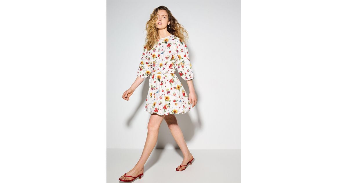 Icône Poplin Belted Puff Minidress in White | Lyst Canada