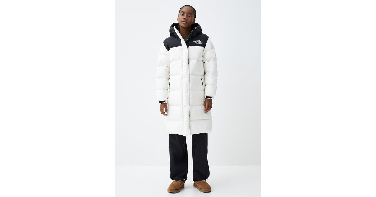 The North Face Nuptse Long Quilted Jacket in White | Lyst