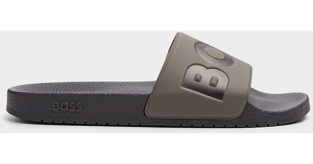 BOSS Aryeh Slides Men in Gray for Men | Lyst