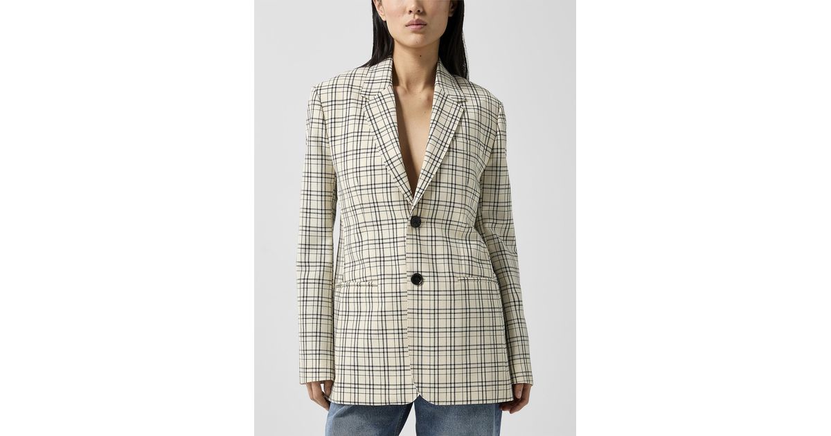 Ami Paris Pure Virgin Wool Checkered Jacket in Gray | Lyst