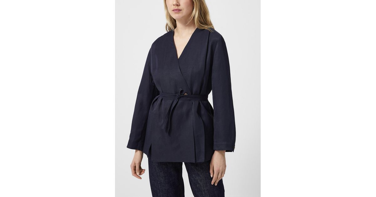 Soeur Dandy Asymmetrical Linen Blend Jacket in Blue | Lyst