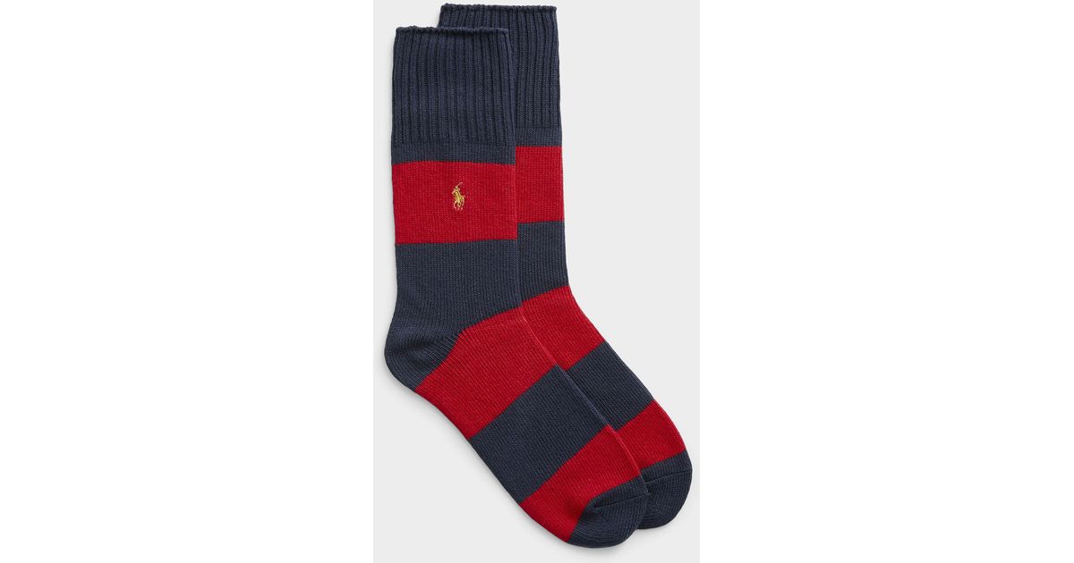 Polo Ralph Lauren Rugby Stripe Knit Sock in Red for Men | Lyst
