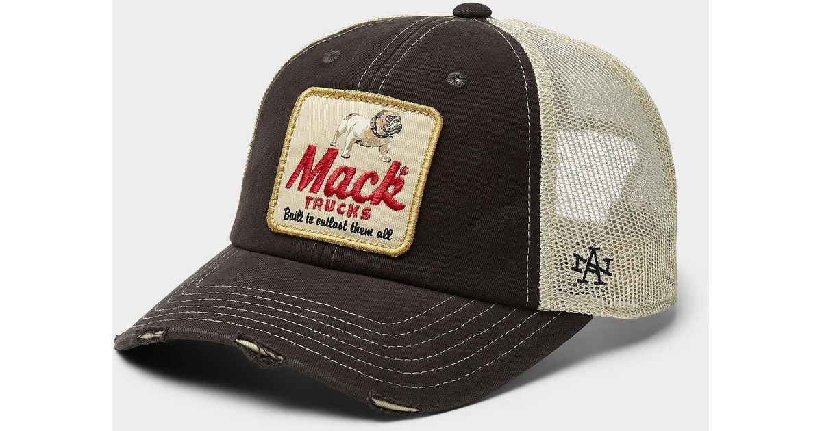 American Needle Bulldog Worn Trucker Cap in Black for Men | Lyst