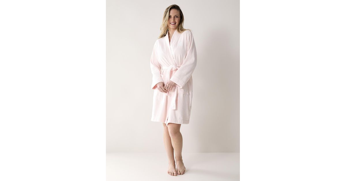 Ralph Lauren Cable Cuffs Bouclé Terry Robe in Natural | Lyst