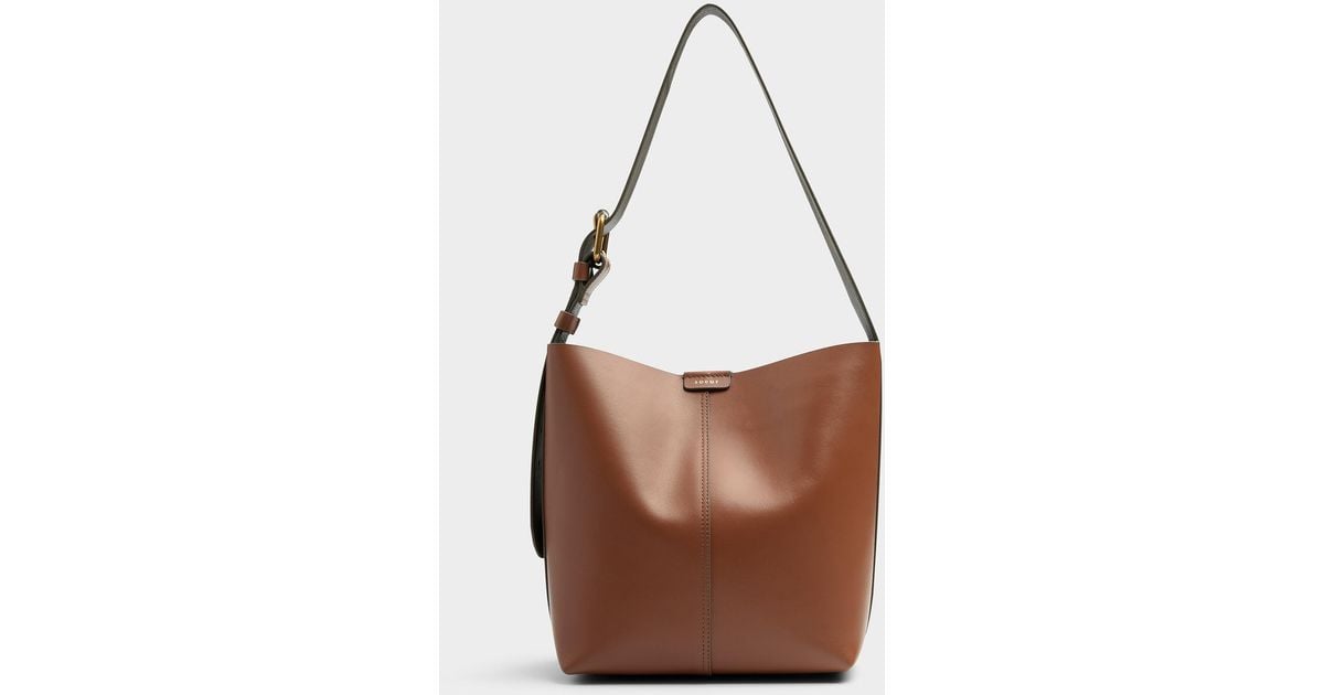 Soeur Saudade Belt Strap Small Brown Bucket Bag | Lyst