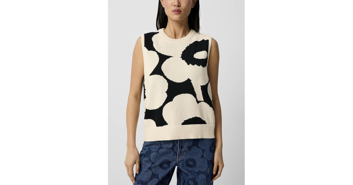 Marimekko Pioneeri Unikko Knit Sweater Vest in Blue | Lyst