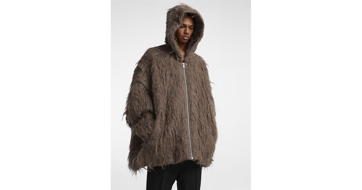 Rick Owens Fuzzy Texture Oversized Jacket in Brown for Men | Lyst