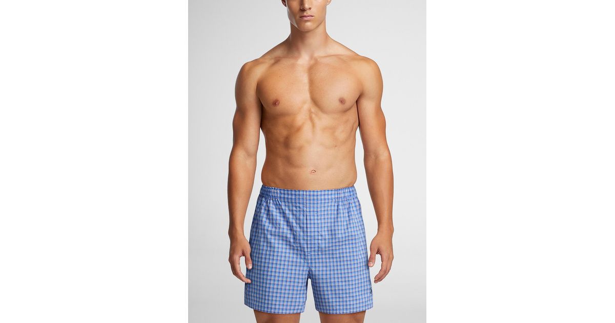 Polo Ralph Lauren Colourful Check Poplin Boxer in Blue for Men | Lyst