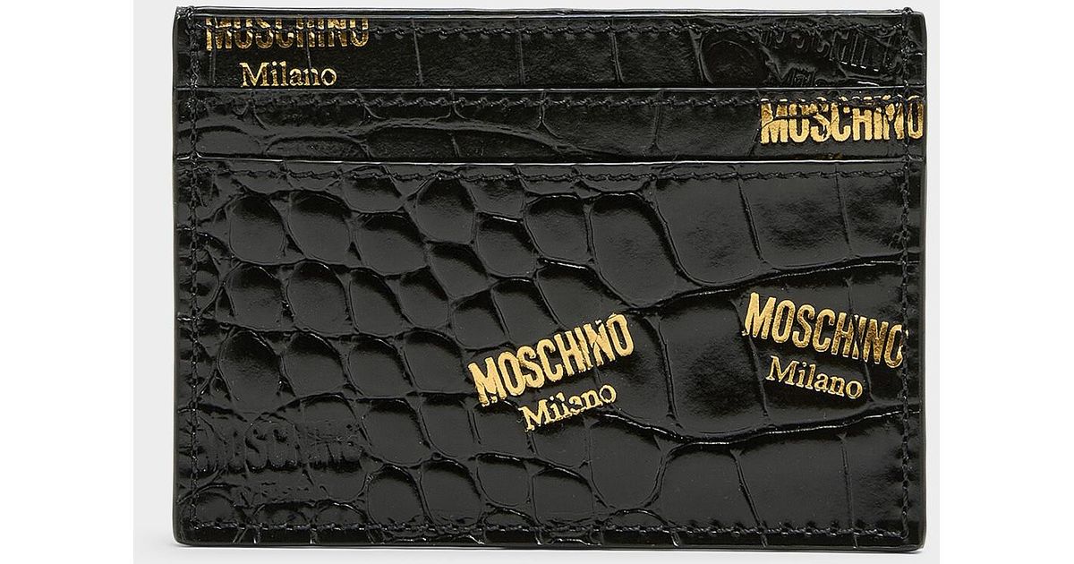 Moschino Golden Logo Card Case in Black for Men | Lyst