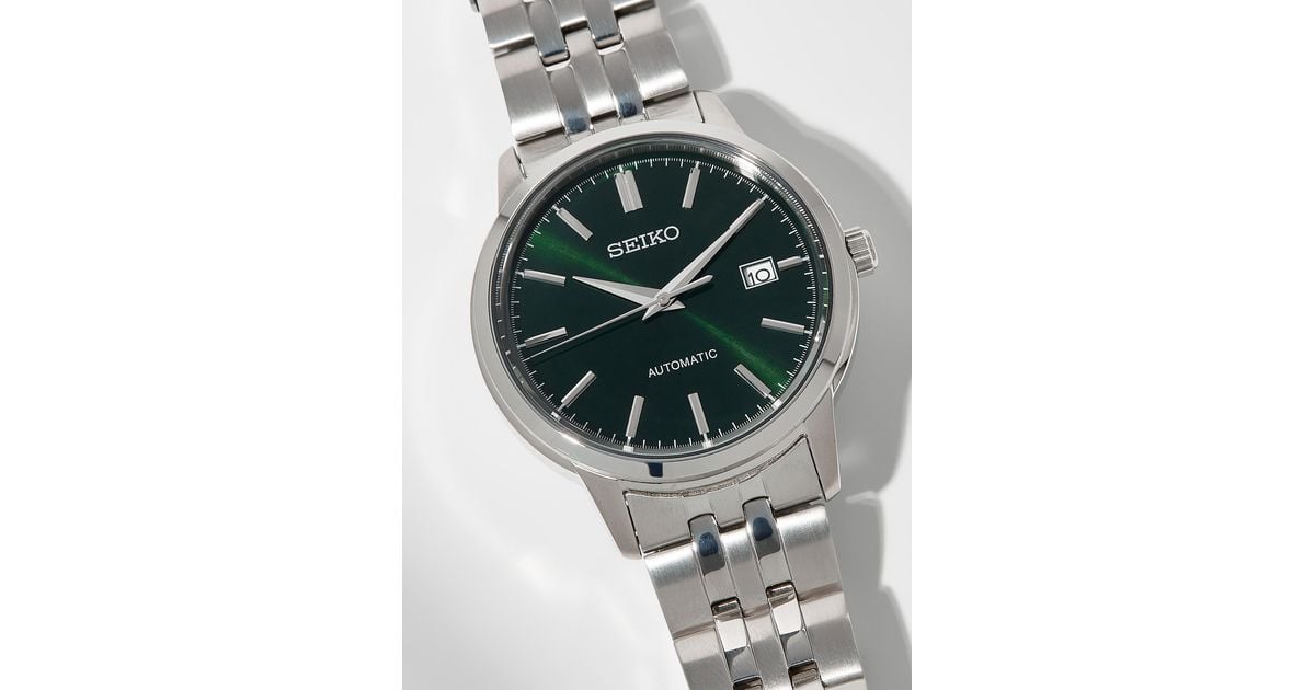 Seiko Essentials Green Face Watch in Gray for Men | Lyst