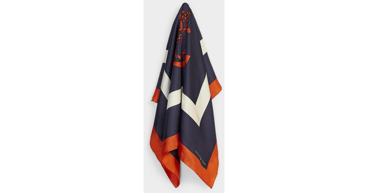 Ralph Lauren Nautical Tricolour Square Silk Scarf in Red | Lyst