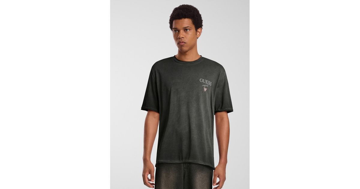 Guess Stacked Logo Washed T in Gray for Men | Lyst