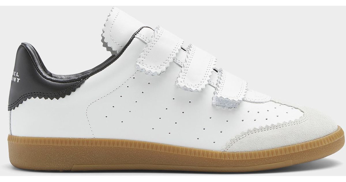 Isabel Marant Beth White Serrated Leather Sneakers Women | Lyst