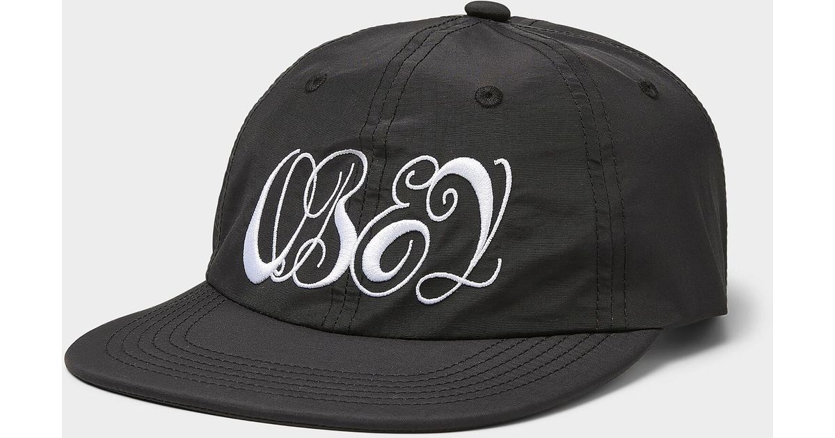 Obey Cursive Logo Nylon Cap in Black for Men | Lyst Canada
