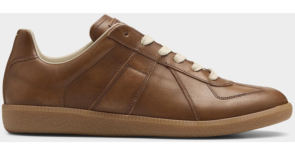 Maison Margiela Replica Panels Leather Sneaker Men in Brown for Men | Lyst