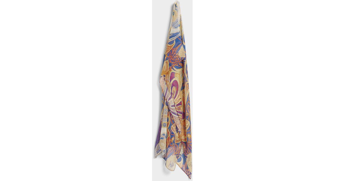 The Artists Label Paisley Folk Lightweight Scarf in White | Lyst