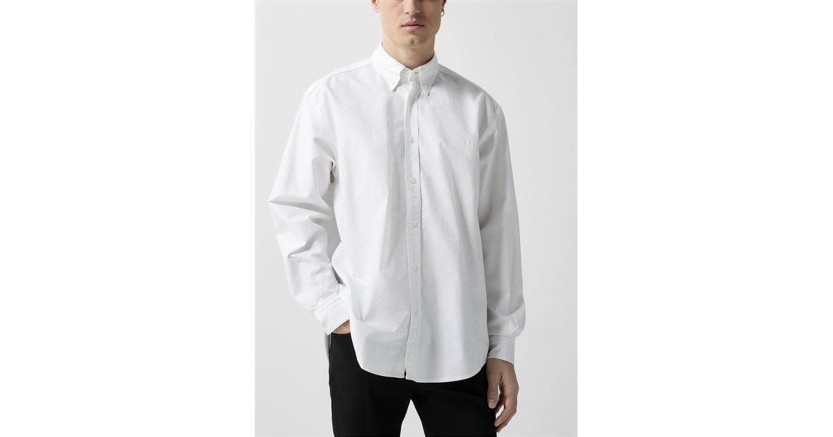 BOSS Cursive Embroidery Oxford Shirt in White for Men | Lyst