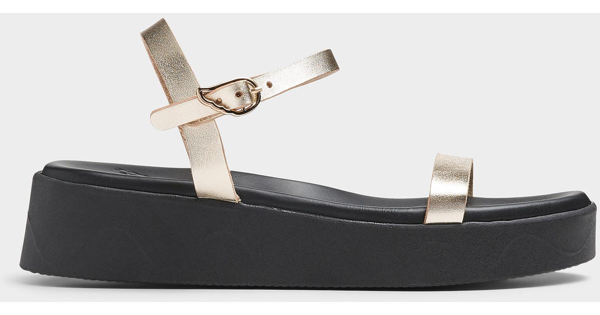 Ancient Greek Sandals Irida Golden Straps Sandal Women in White | Lyst