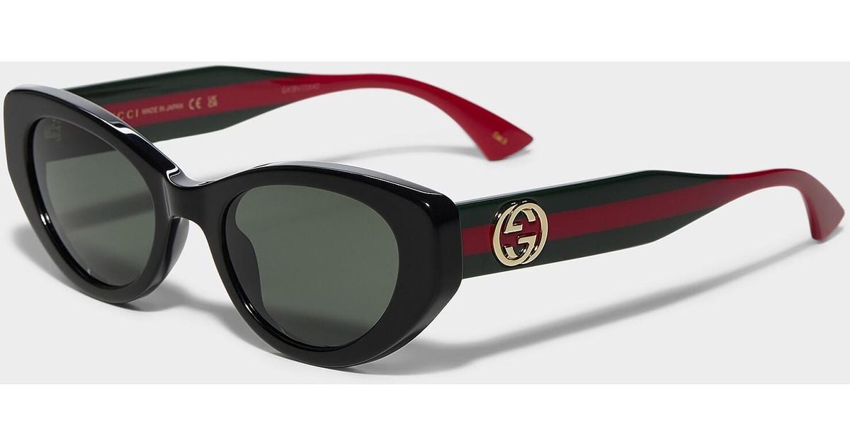 Gucci Logo Temples Cat in Black | Lyst
