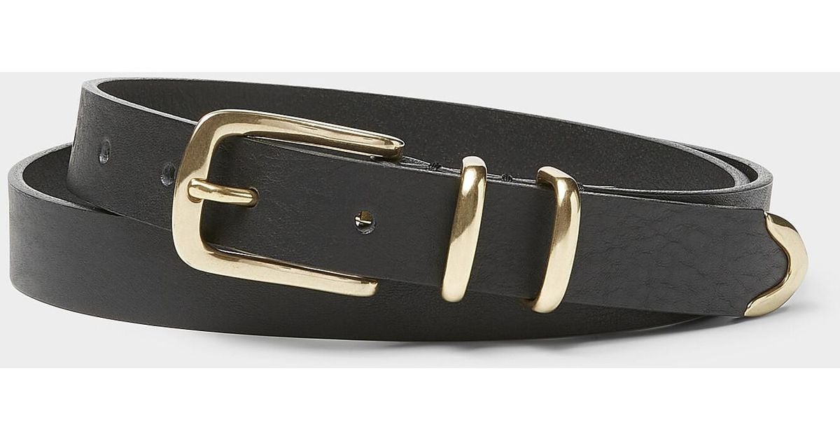MOLEBO Two Gold Loops Leather Belt in Black for Men | Lyst