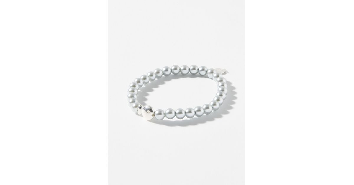 Clio Blue Shiny Pearl Bracelet in White | Lyst
