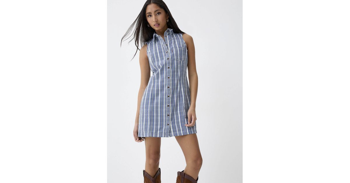 Levis Striped Denim Sleeveless Dress In Blue Lyst 4255