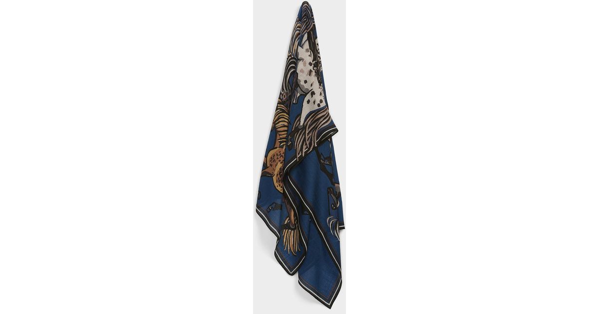 Inoui Edition Wild Ponies Western Scarf in Blue | Lyst