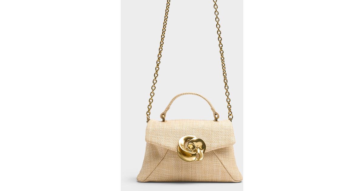 Ted Baker Poppy Golden Flower Woven Evening Bag in Natural | Lyst