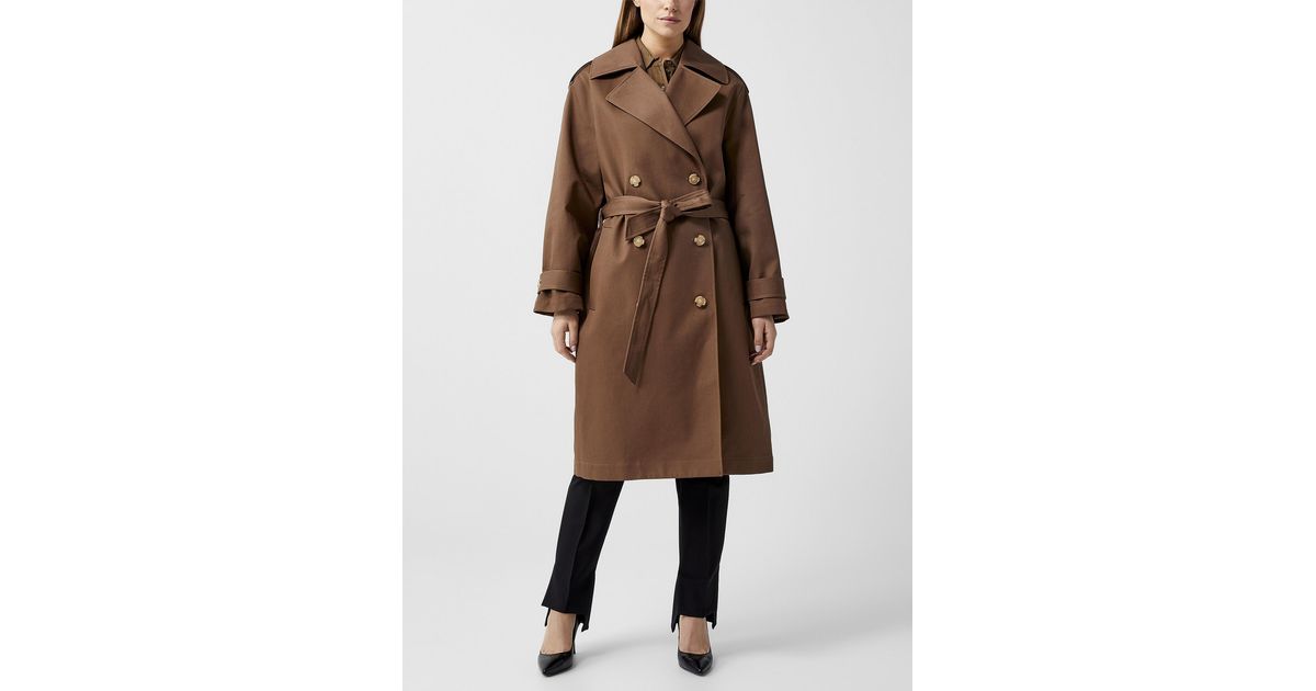 BOSS Structured Brown Trench Coat in Natural | Lyst
