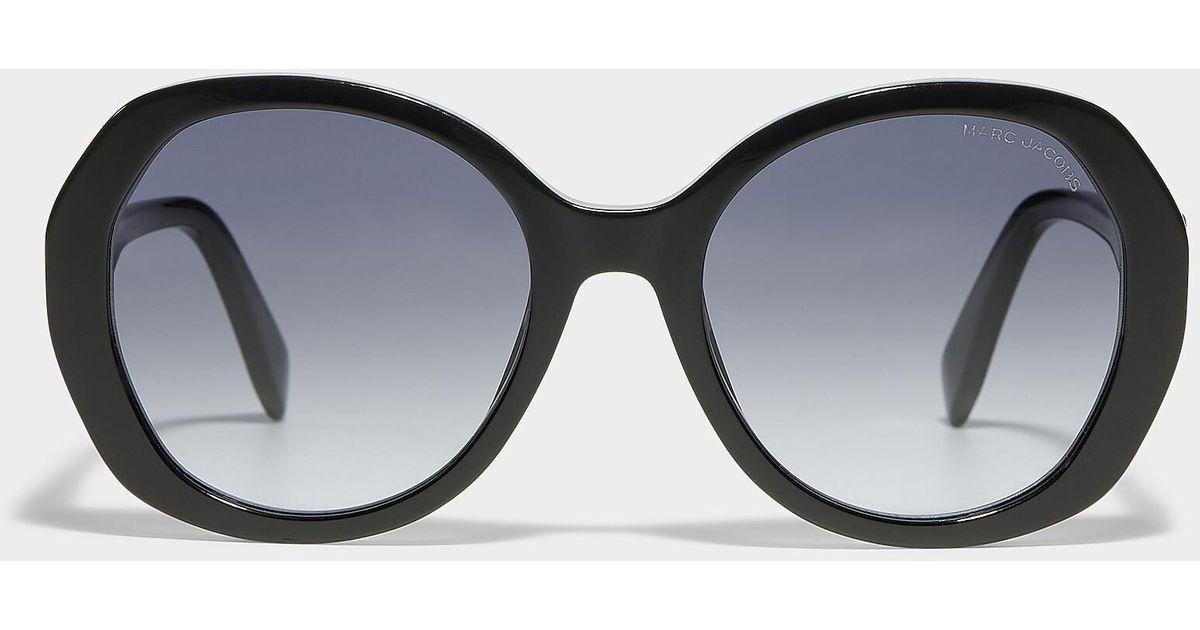 Marc Jacobs Black Oversized Oval Sunglasses in Blue | Lyst