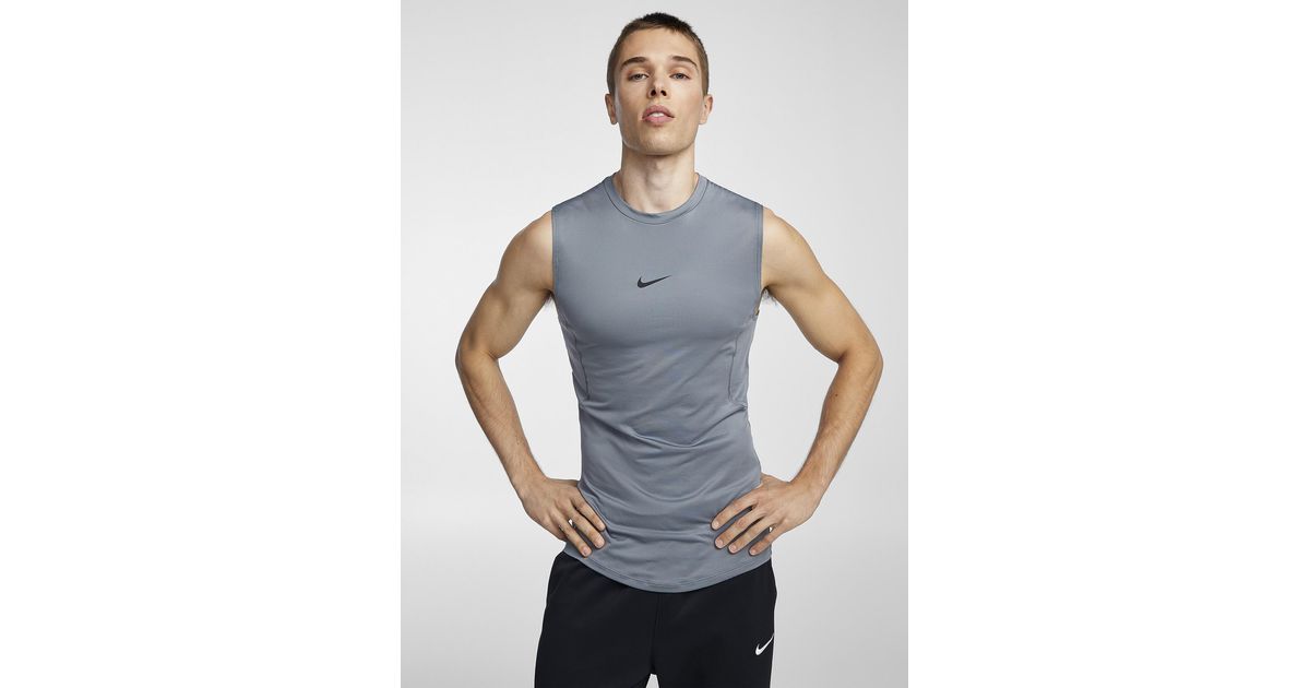 Nike Logo Fitted Tank Top in Gray for Men | Lyst