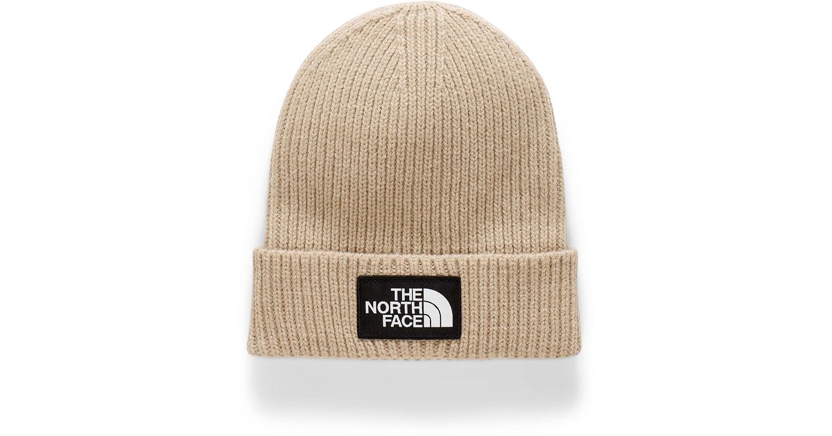 The North Face Ribbed Knit Logo Tuque in Natural | Lyst