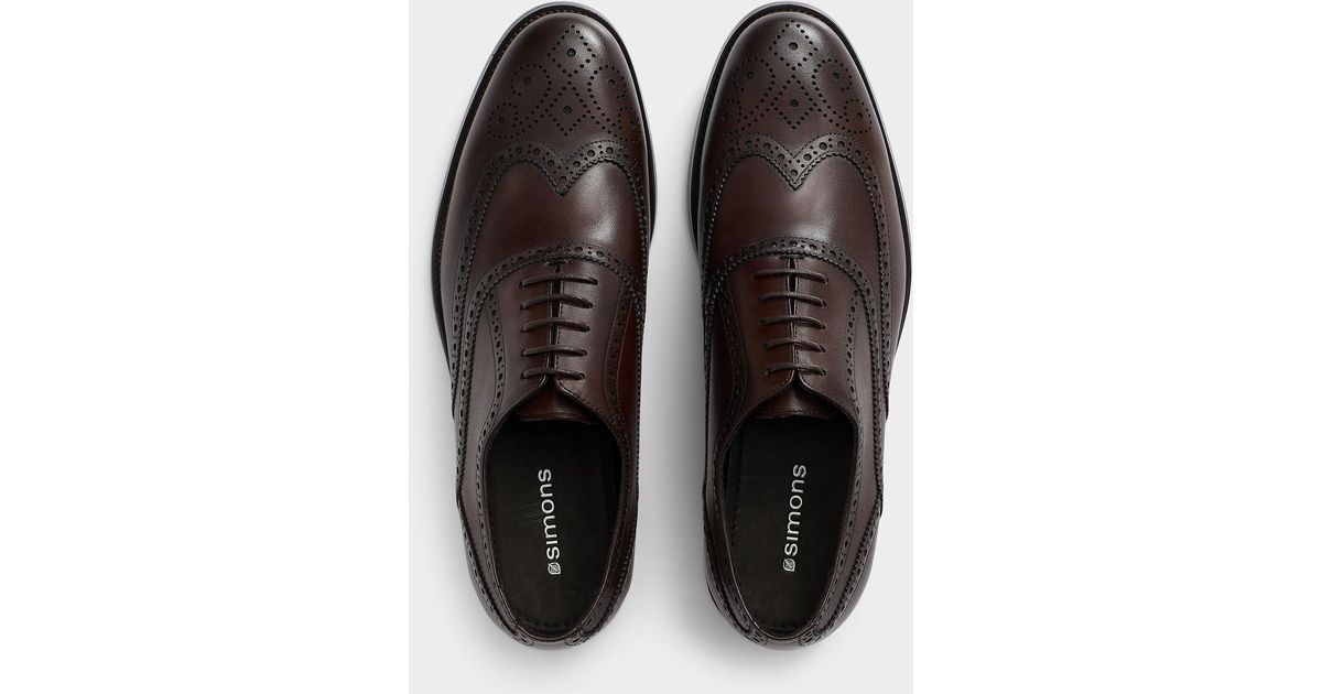 Simon's Leather Brogue Shoe Men in Black for Men | Lyst